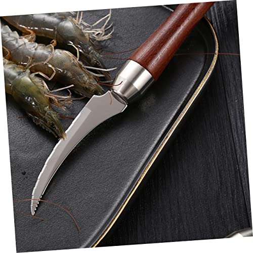 UPKOCH 2pcs Shrimp Peeling Knife Stainless Steel Cleaner Shrimp Deveiner Tool Oyster Knife Shrimp Master Tool Shrimp Line Peelers Shrimp Peeling Tool Shrimp Peeler Log Wooden Handle Suite
