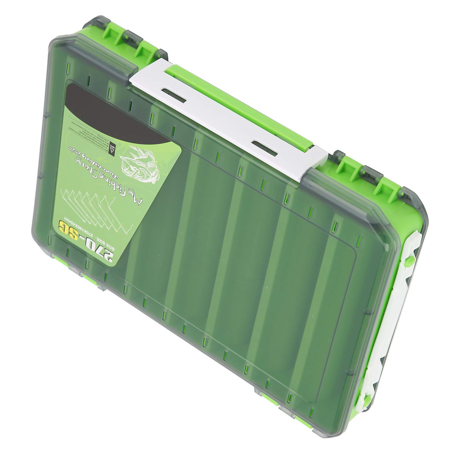 Qqmora Double Open Design Lure Storage Accessories Box 16 Grids Double-sided Design Pratical,for Storing Bait,Hooks and Fishing Accessories(green)