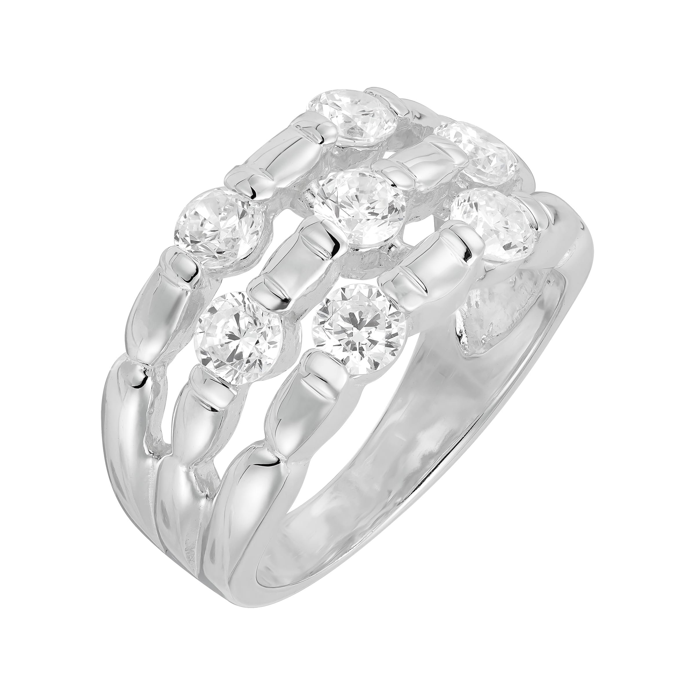 Silpada 'Rows of Sparkle' Sterling Silver Cubic Zirconia Ring, Size 8, Size 8