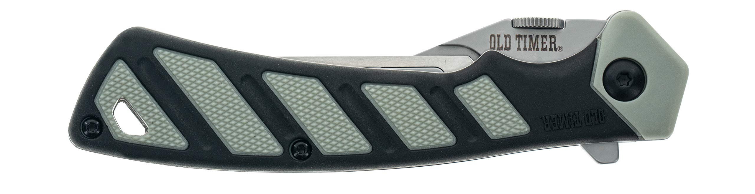 Old Timer Replaceable Blade Knife with Interchangeable 60A Scalpel Blades, Rubber Overmold Grip, Spare Blades, Thumb Assist, and Liner Lock for Hunting, Skinning, and Outdoors,Black