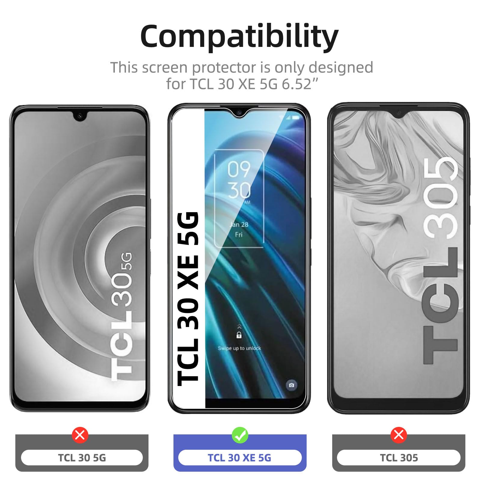 NEW'C [3 Pack] Designed for TCL 30 XE 5G Screen Protector Tempered Glass, Bubble Free, Ultra Resistant