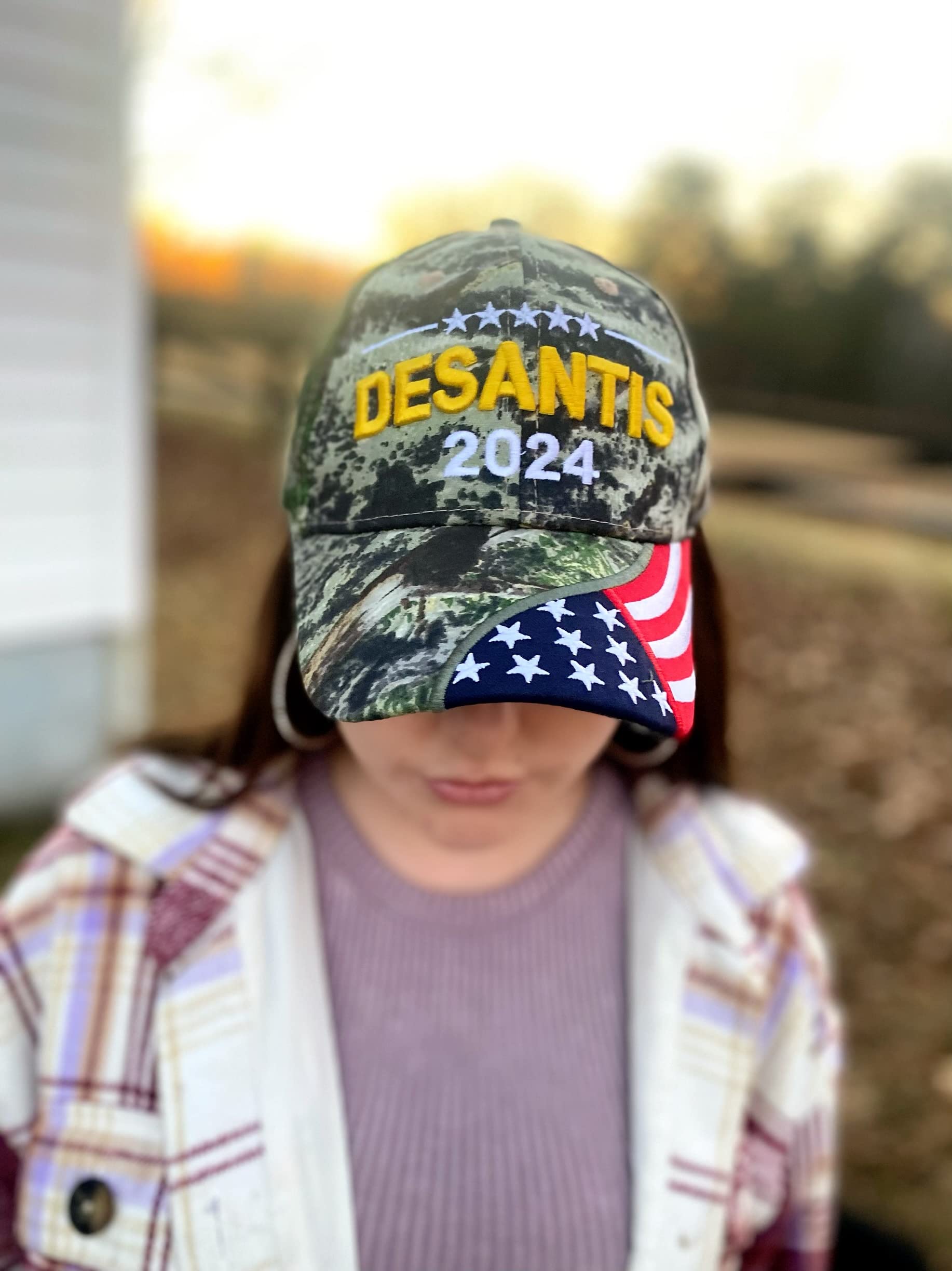 Ron Desantis 2024 Presidential Campaign Made in America Don't Fauci My Florida Mesh Back Trucker Hat Camo Embroidered Adjustable Baseball Caps