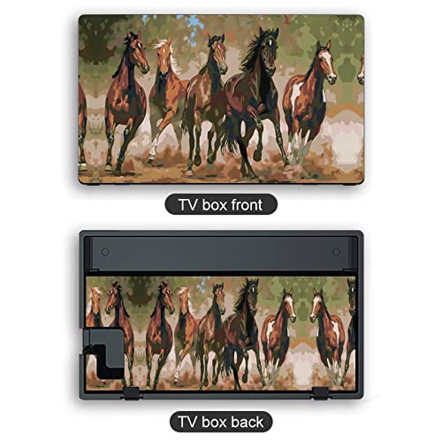 Watercolor Horses Cute Skin Decal Stickers Compatible with Switch Protective Faceplate Full Set Console