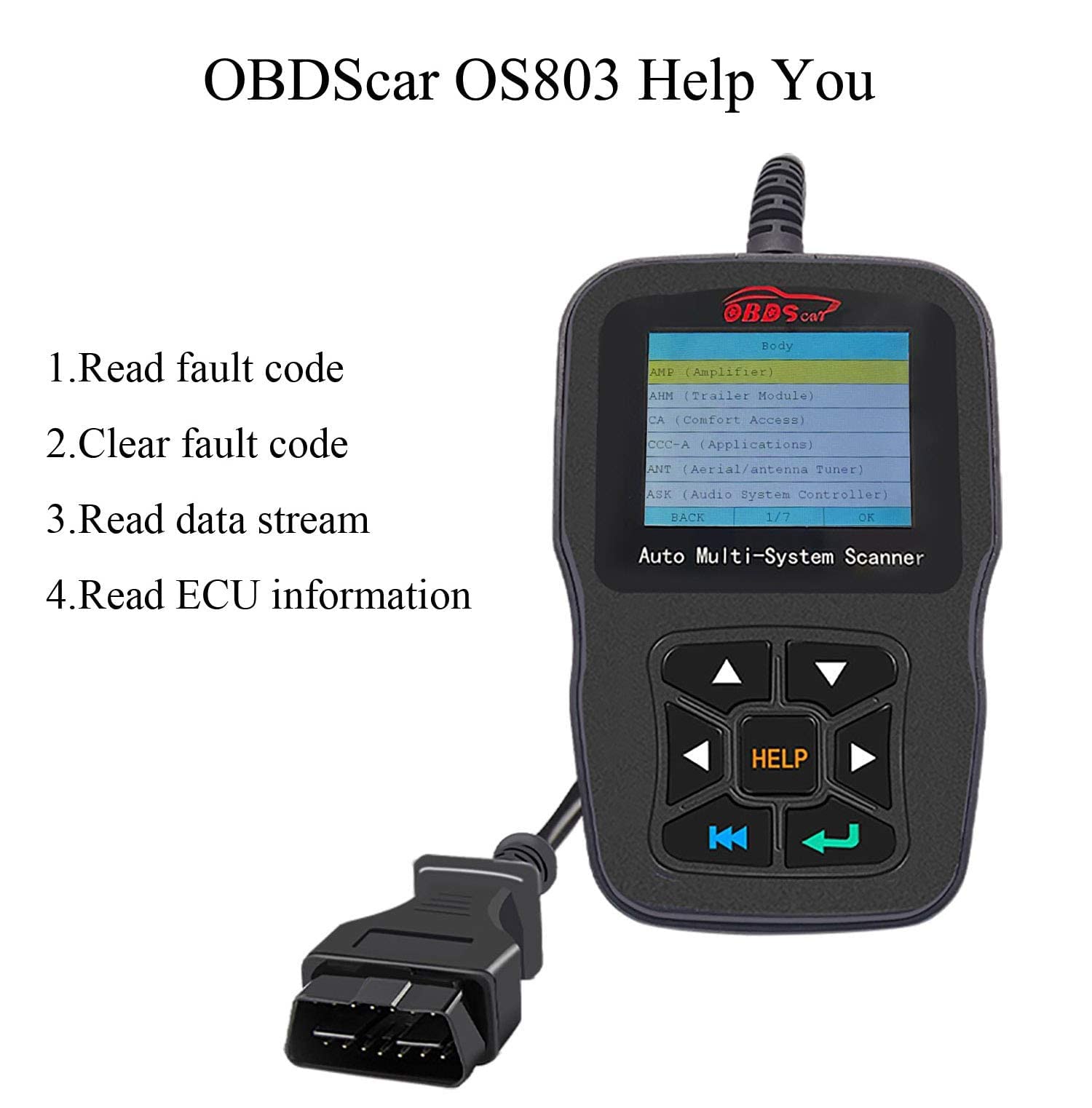 OBDS OS803 Large Screen Full System Code Scanner Reader for Volkswagen VW Audi Skoda SEAT Professional Scan Tool Support Transmission EPB ABS SRS DPF TPMS for car After 2002