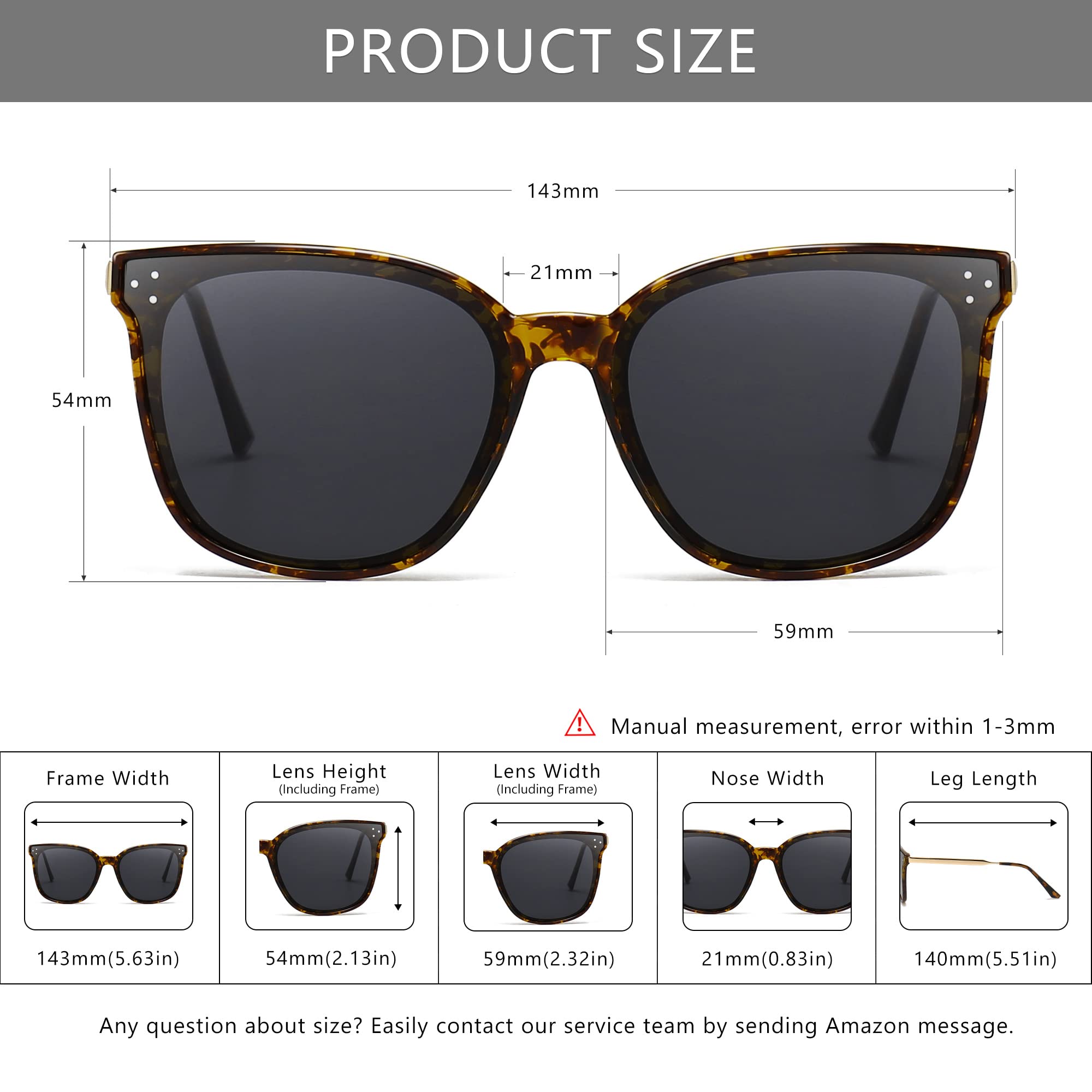 SUNGAIT Classic Square Sunglasses for Women Men Retro Round Polarized Shades Large Frame UV400 Sun Glasses