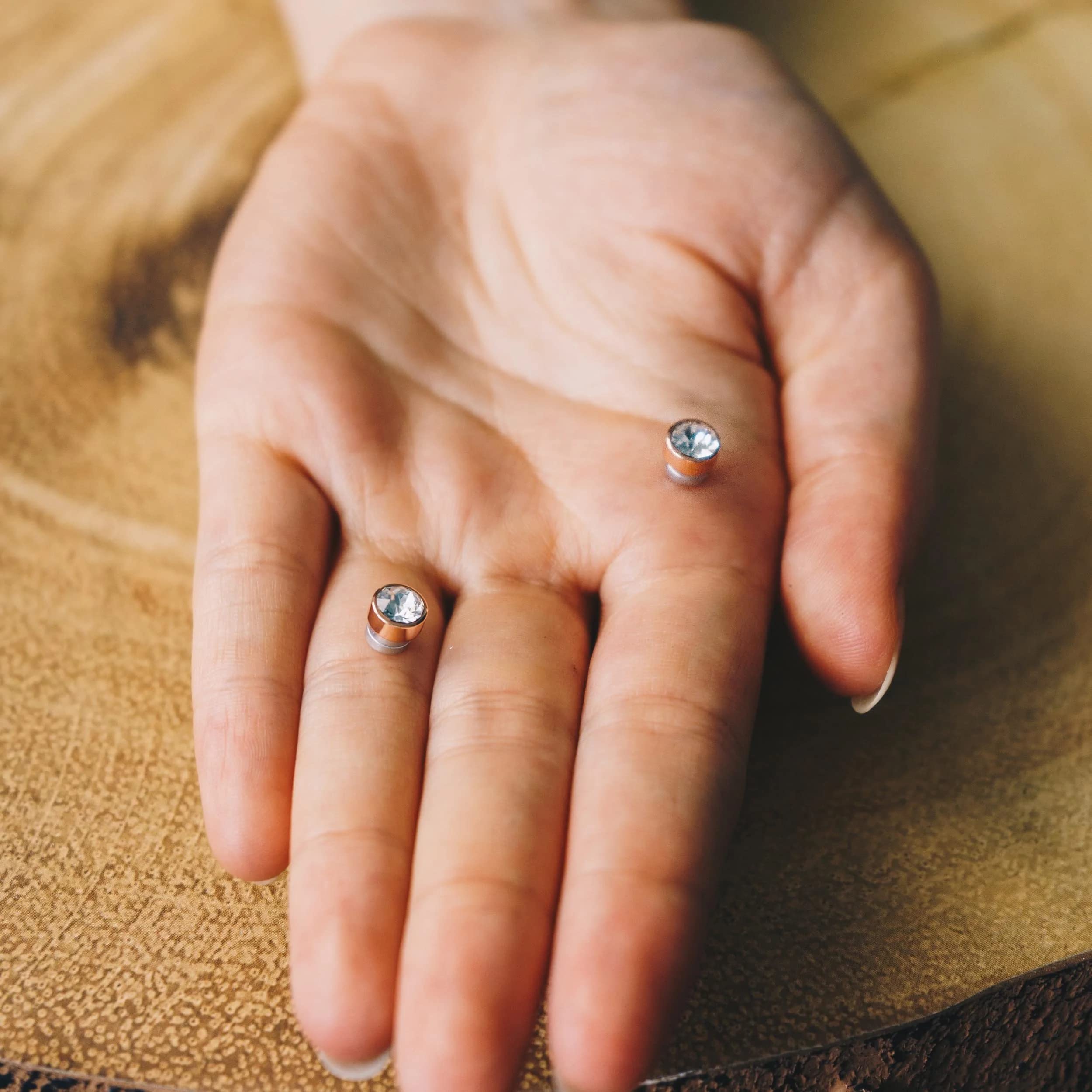 Rose Gold 6mm Magnetic Clip On Earrings Created with Austrian Crystals