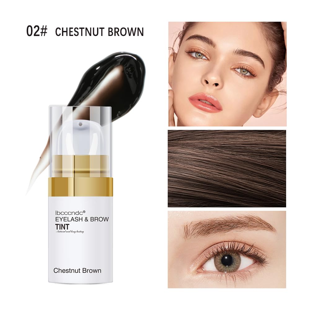Professional 2-in-1 Eyebrow Tinting Kit - Dark Brown Long-Lasting Instant Brow Coloring Easy to Use Includes Eyelash & Eyebrow Kit (Chestnut Brown)
