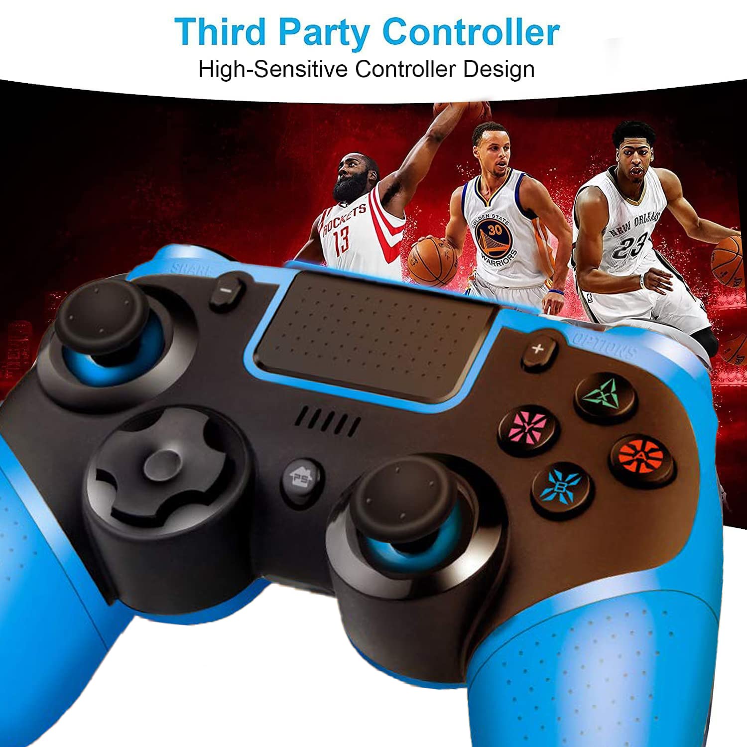STOGA PS-4 Controller, Wireless Controller for PS4 Compatible with Playstation 4/Pro/Slim, Pro Controller with Dual Vibration, Touch Panel, 6-Axis Gyro, Gift for friends, Blue
