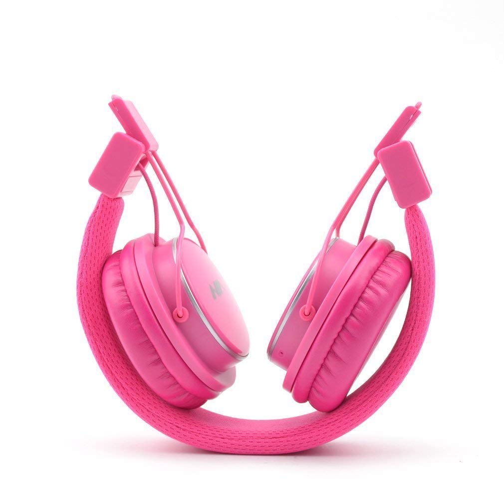 NIA Q8 Volume-Controlled 93dB Wireless Bluetooth Headphones with Built-in FM Radio, TF Card Mp3 Player and 3.5mm Aux, App Controllable - Pink