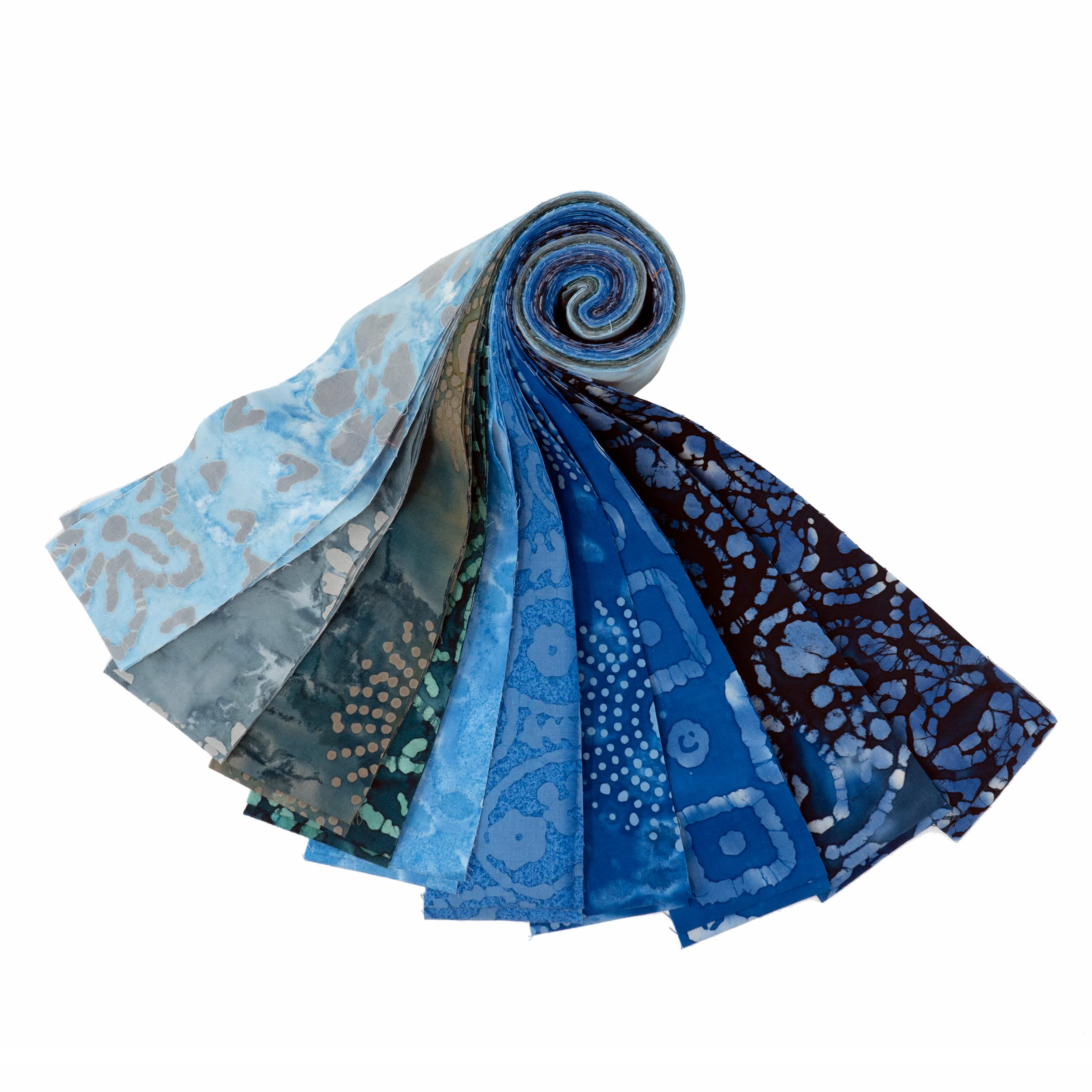 Singer Fabric 100% Cotton,Jelly Roll Handmade Blue Batik 2''x 42''