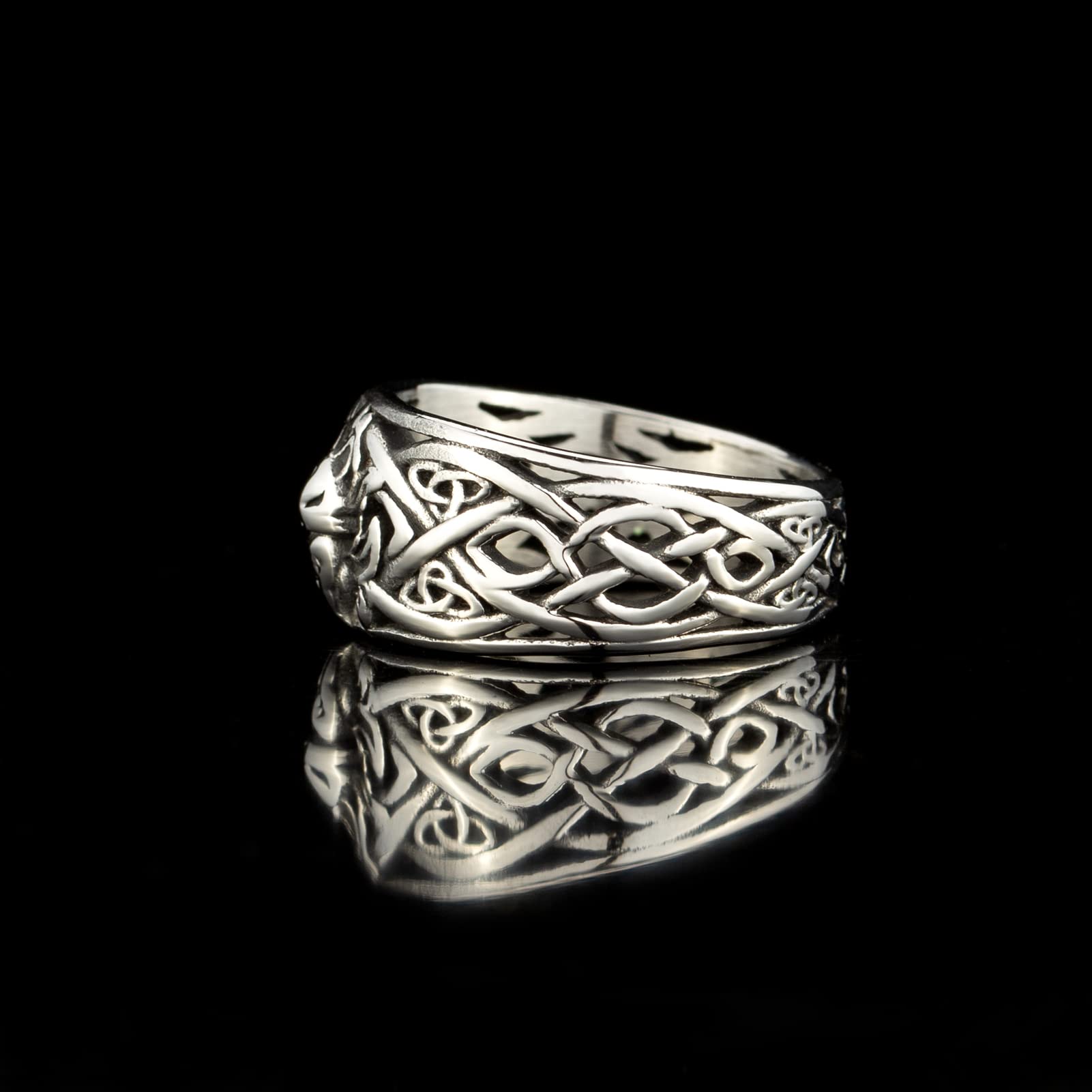 Stainless Steel Fox Ring Celtic Knot Ring Animal Finger Ring Band Personalized Fashion Party Jewelry Gifts (Fox Ring Silver, 12)