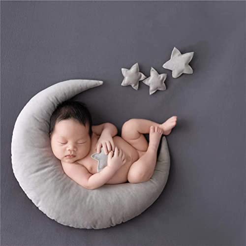 Newborn Photography Posing Pillow Crescent Moon Pillow Star Pillows Posing Beans Moon Pillow Stars Set DIY Newborn Professional Photography Prop (C-Gray)