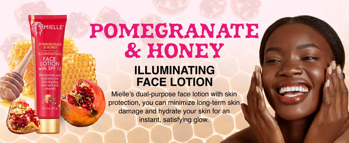 Mielle Organics Pomegranate & Honey Illuminating Face Lotion w/SPF 15, 2 Ounces