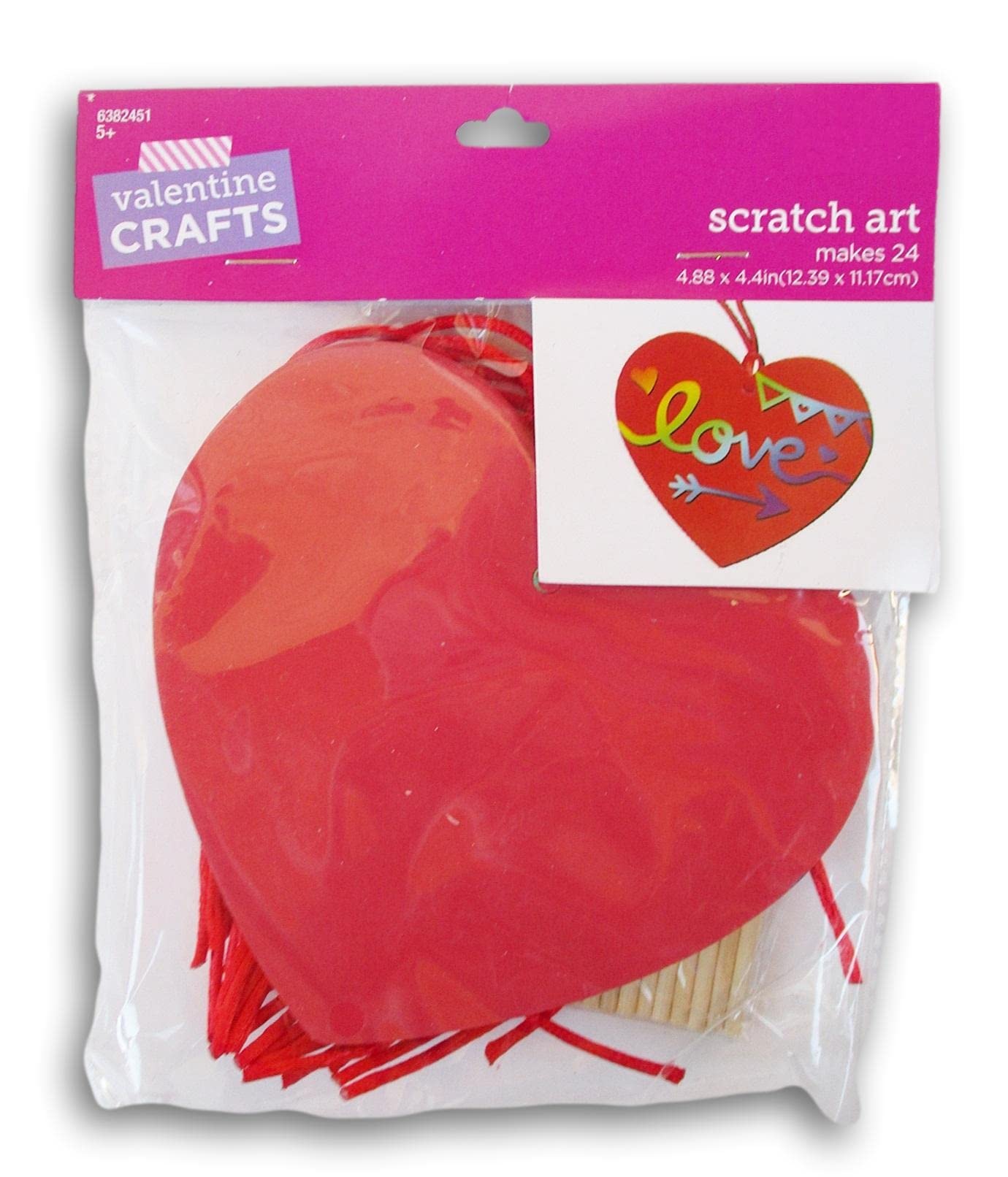 Valentine Red Heart Scratch Art Craft Kit for Sunday School, VBS, Classroom- Makes 24