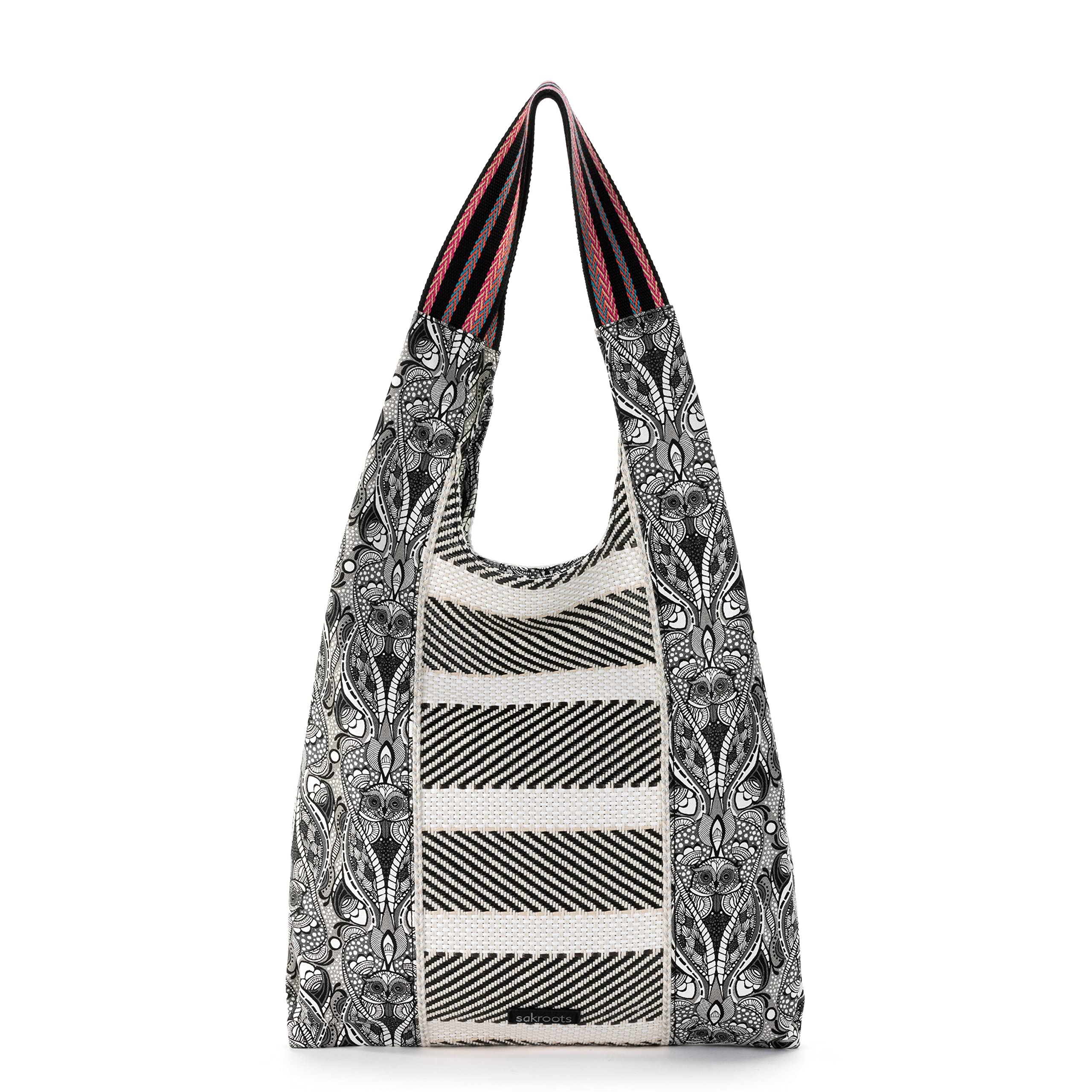 Sakroots Womens Catalina Hobo shoulder handbags, Black & White Soulful Desert, One Size US