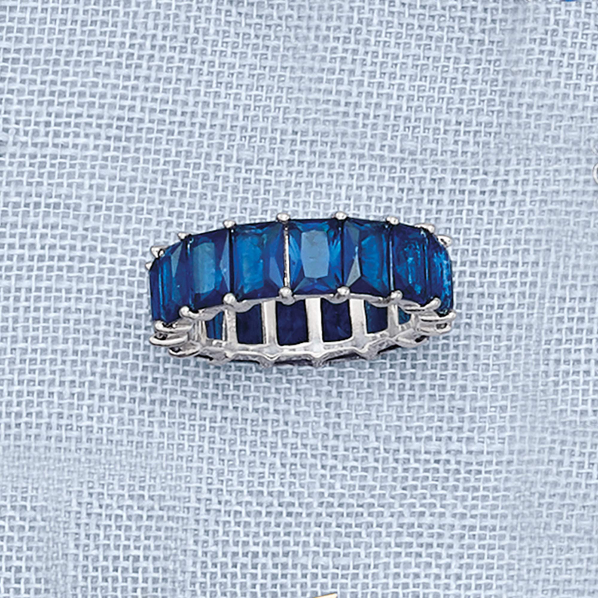 Ross-Simons 8.25 ct. t.w. Simulated Sapphire Eternity Band in Sterling Silver. Size 6