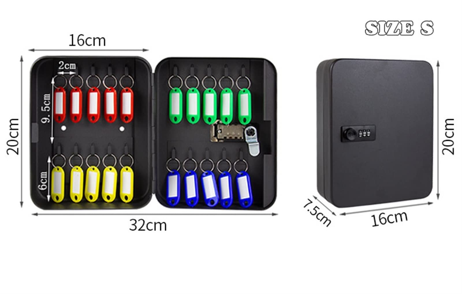 RORUN Small Safe Lockable Key Safe Box Organizer Storage Cabinet Home Car Resettable Code Wall Mounted Metal Office Combination Lock Password