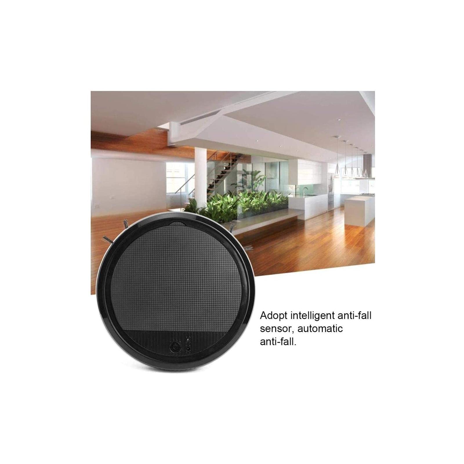 Robot Vacuum Cleaner Mop, Multi-Functional Intelligent Ultraviolet Light Sweeping Robot, Quiet Low Noise Vacuum Cleaner for Pet Hair, Carpet, Hard Floor, Dust, Stains(Black)