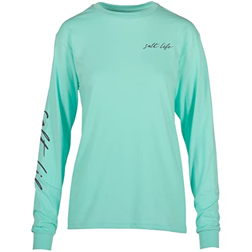 Salt Life Turtle Sunsets Long Sleeve Classic Fit Shirt, Aruba Blue, Small
