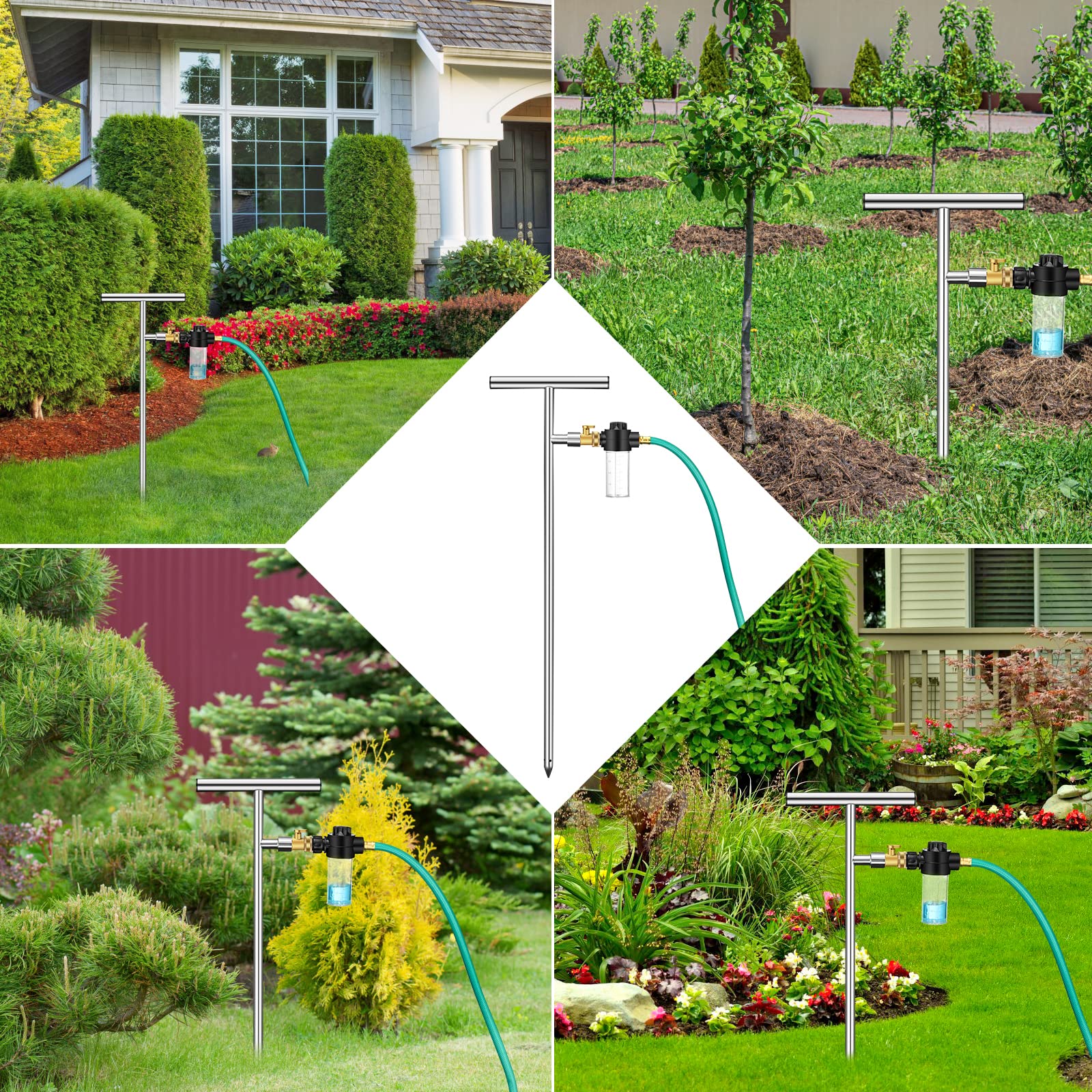 Root Feeder Deep Root Watering Tool with Fertilizer Dispenser Tree Watering Spike Watering Wand Irrigation System,for Plants Trees Bushes Shrubs Made of Stainless Steel with Shut Off Valve T Handle