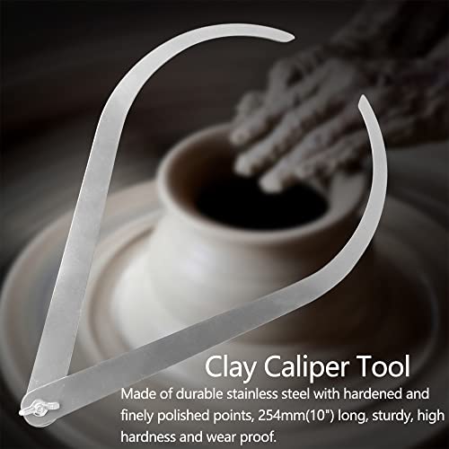 Watris Veiyi 10inch Clay Caliper Tool, Stainless Steel Caliper Clay, Measuring Pottery Tool, Bent Leg Stainless Steel Caliper, Inside Outside Caliper, Sculpture Ceramic Tool for Carving Modeling