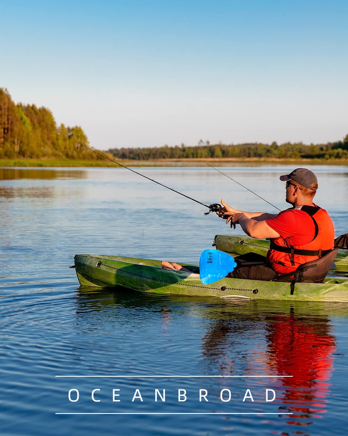 OCEANBROAD Carbon Shaft 98 Inch / 250CM Fishing Kayak Paddle Kayaking Oar with Paddle Leash