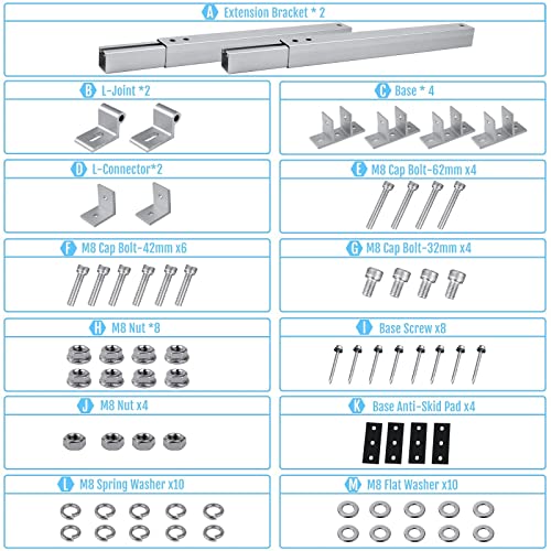 woefste Adjustable Solar Panel Mounting Brackets Stand Aluminum Alloy Tilt Mount Bracket Systems for Roof/Boat/Flat Surface Support 50W 70W 100W 150W 200W 300W 400W Panels, 1 Set