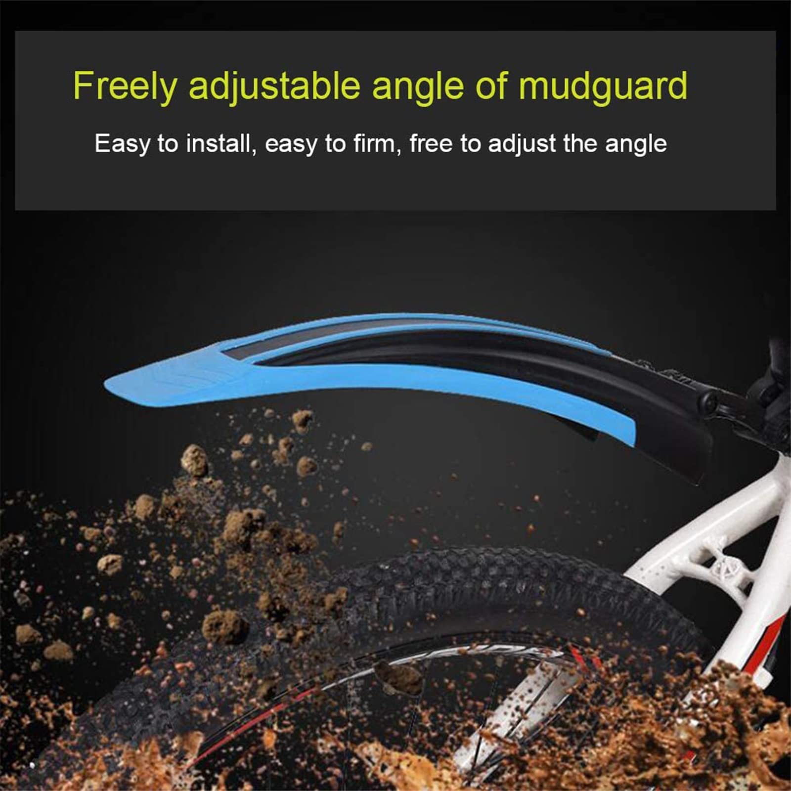 NEW BARLEY Bicycle Mudguards,Mountain Bike Mud Tiles,Front and Rear Rainguards Mud Two-Section Angle Adjustment Mudguard Angle Red