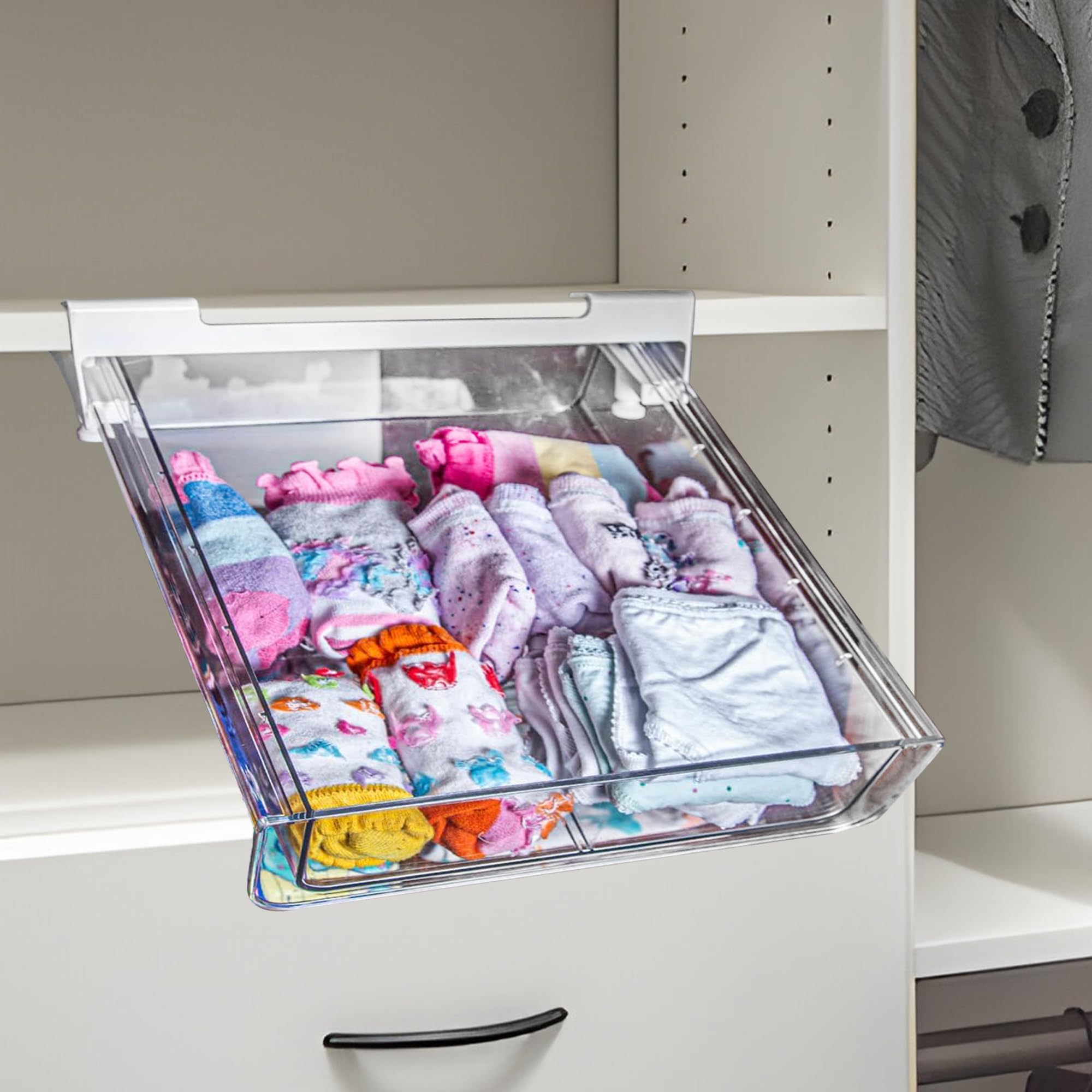 Pull Out Under the Shelf Drawer For Kitchen Cabinets | Easy To Install Cabinet Caddy Tea Coffee Cookware Organizer | Convert Your Pantry Shelf With Drawers Adding Storage Space To Your Cupboard.