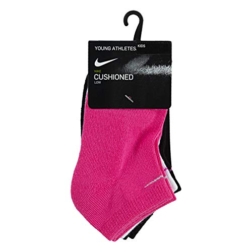Nike Boys' Little Kids Ankle Socks (3 Pairs), Pink/White/Black, 5/7