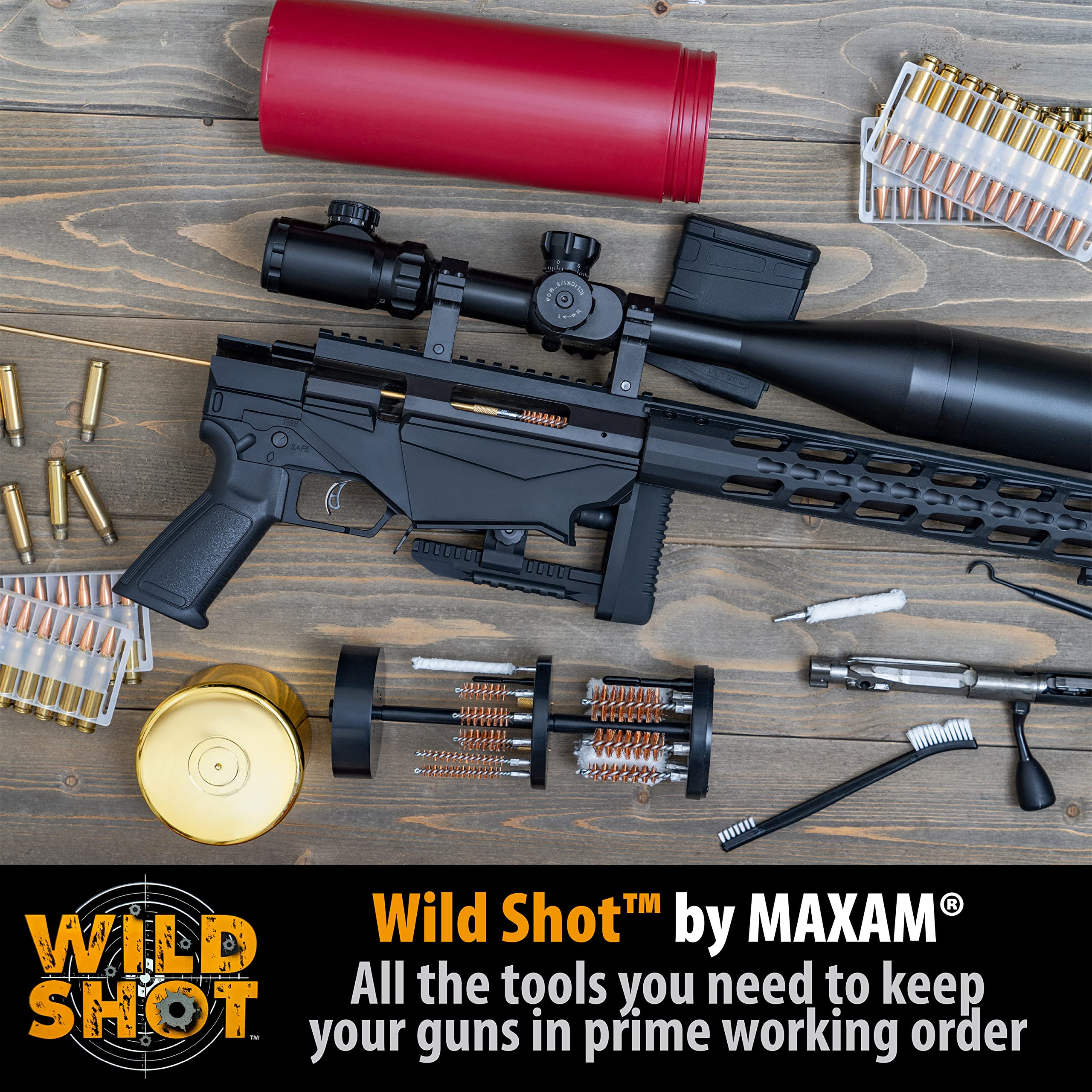 Wild Shot Deluxe Gun Cleaning Kit with Shotgun Shell-Shaped Storage Case, Cleaning Tools to Effectively Maintain Handguns, Shotguns and Rifles
