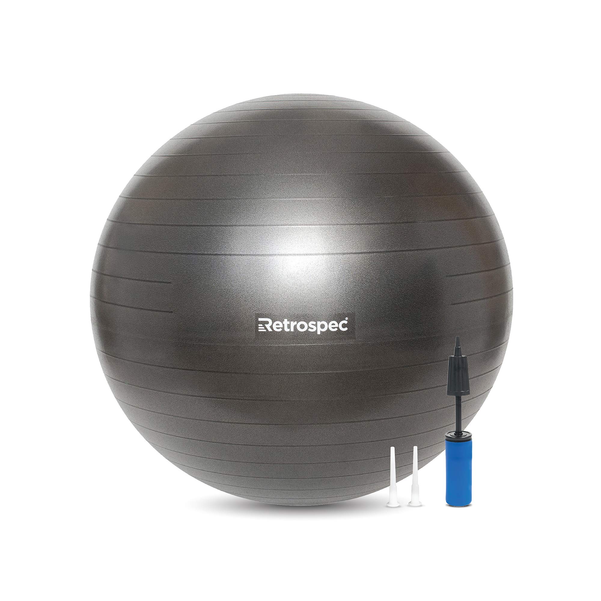 Retrospec Luna Exercise Ball - 55, 65, or 75cm Yoga Ball for Workouts, Stability, Pregnancy - Swish Balance Ball w/Pump for Office & Home Gym
