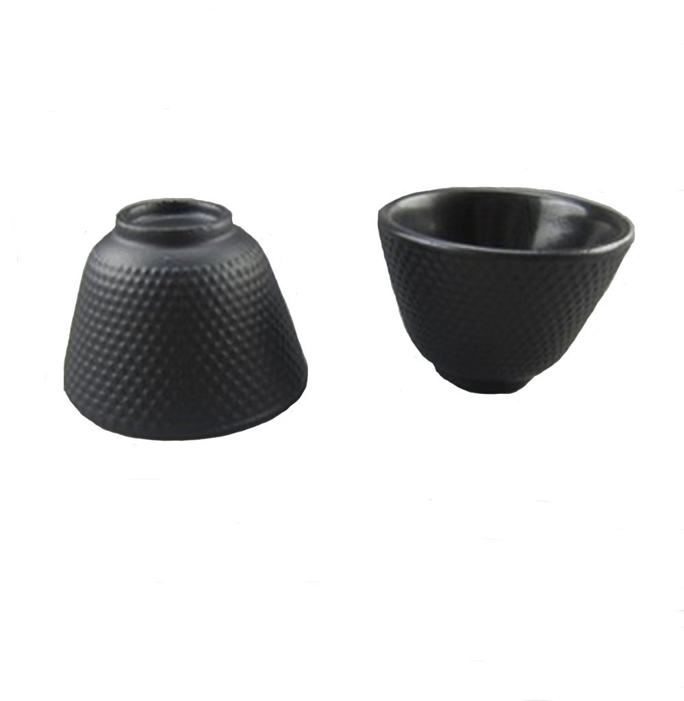 Rluii Japanese Cast Iron Tea Cup Teacup/Black Hobnail (2pcs)