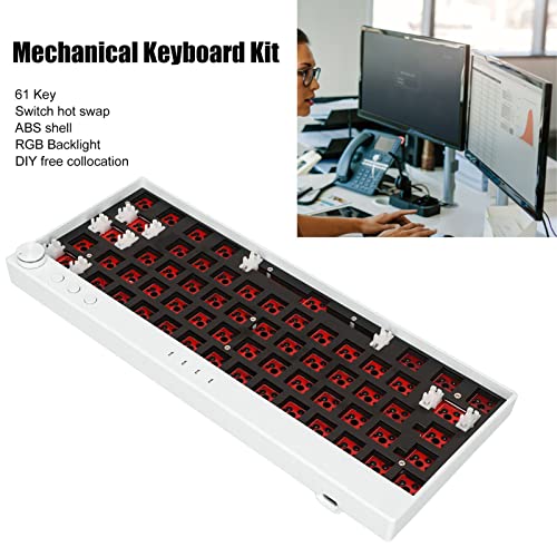 Yoidesu Mechanical Keyboard DIY Kit, 61 Keys Hot Swappable RGB Custom Mechanical Gaming Keyboard Kit, 3Pin/5Pin Switch, Wireless 2.4G/Bluetooth/Type C Wired Keyboard(White)