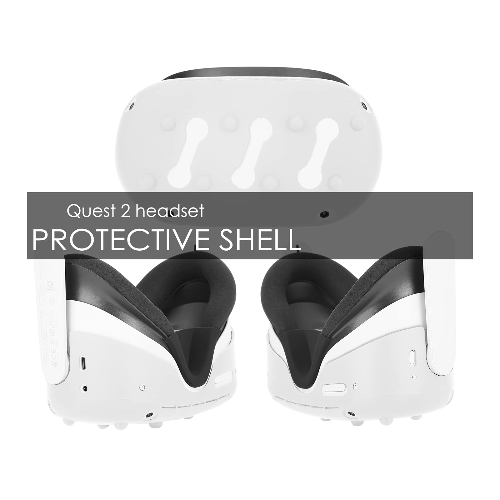 Protective VR Shell for Quest 2 Oculus Accessories Silicone Front Face Protector Cover VR Headset Protective Skin Hood with Thick Bulges Anti Scratch Preventing Collisions Dust Proof (White)