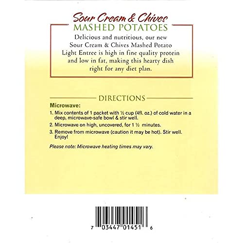 ProteinWise Sour Cream and Chives Mashed Potatoes, High Protein, Fat Free, Cholesterol Free, Low Sugar, Weight Loss, Bariatric, Diabetic, Diet Healthy Snack, 7 Servings/Box
