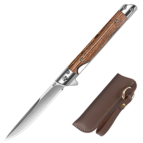 URiver Gifts for Dad from Daughter Son,Anniversary Birthday Gift for Husband Boyfriend,Pocket Knife,Sandalwood Handle Pocket Knife for Camping,Fishing,Hiking or Favorites(Sanding)