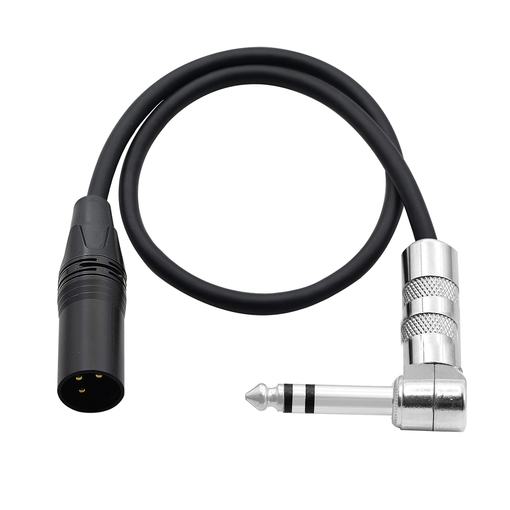 PNGKNYOCN 1/4 to XLR Cable 90 Degree Right Angle 6.35 mm TRS Male Plug to XLR Male Plug Audio Stereo Microphone Cable for Speakers, Stage, DJ and More(50cm)
