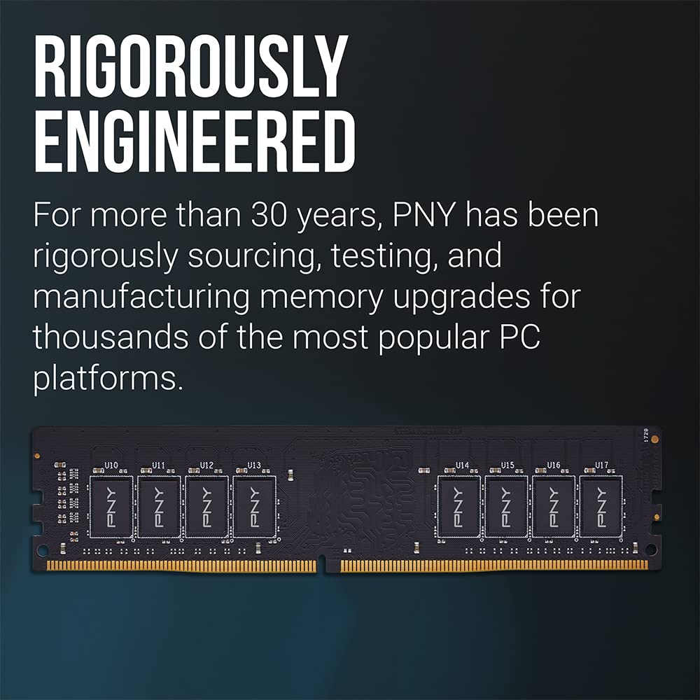 PNY Performance 16GB DDR4 DRAM 2666MHz (PC4-21300) CL19 (compatible with 2400MHz or 2133MHz) 1.2V Desktop (DIMM) Computer Memory – MD16GSD42666-TB