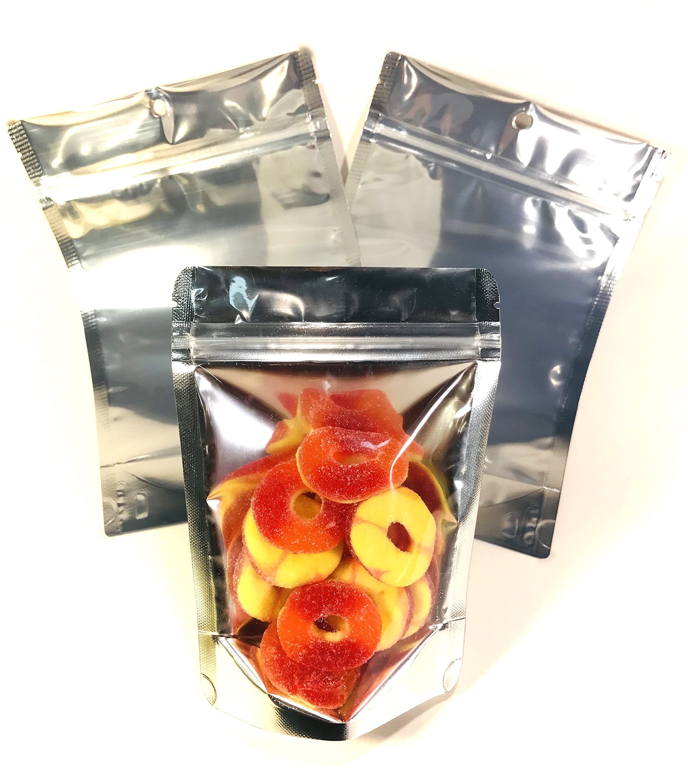 Smell Proof Resealable Mylar Storage Bags (50 Pack) Plus Sized 4.5" x 6.5" x 1.5" Inch Stand Up Pouch For Small Business. Includes 2 Large Bonus Bags. Food Grade. Heat Sealable With Iron. Roypack