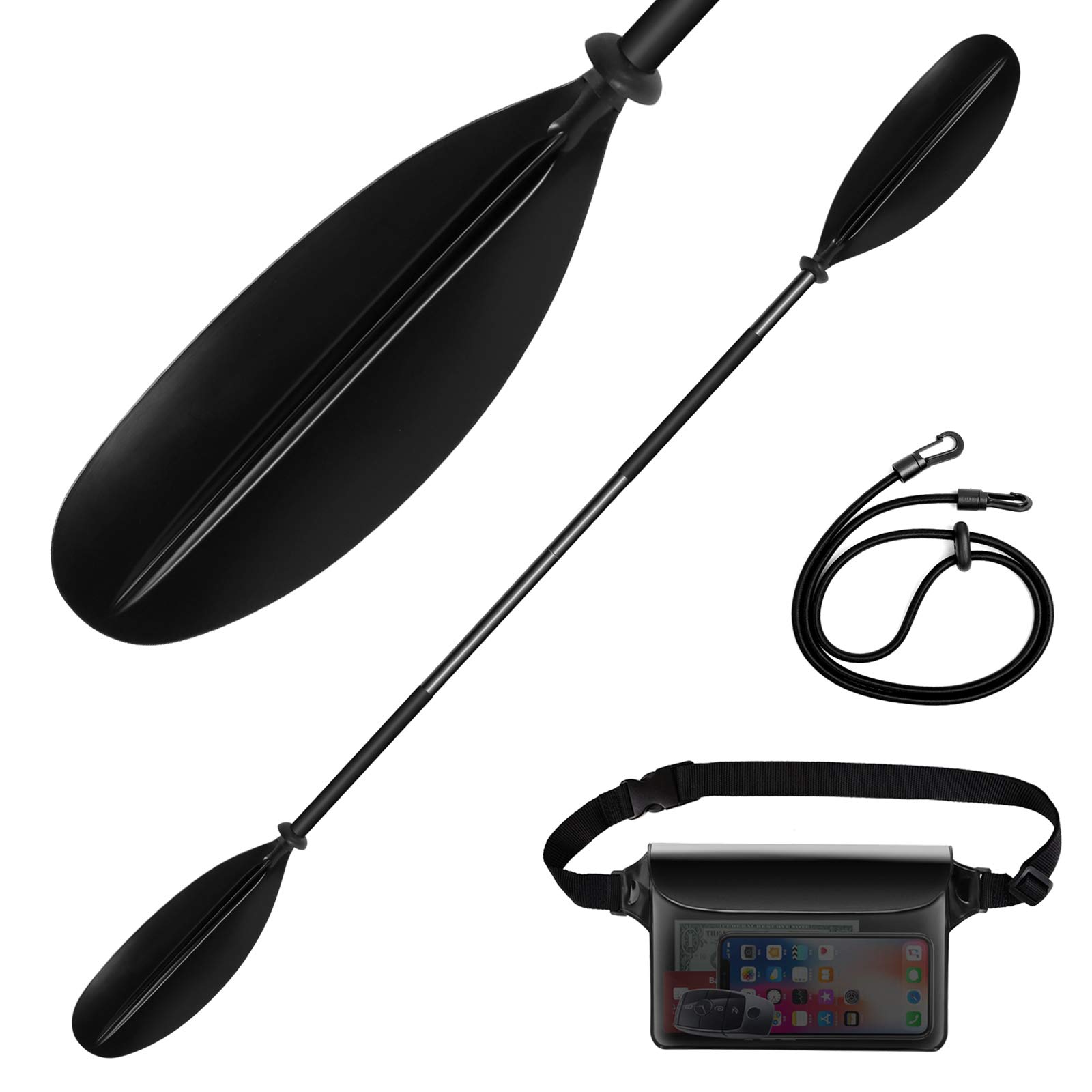 Odoland Kayak Paddle 215CM/84.5 Inches Heavy Duty Aluminum Alloy Lightweight Boating Oar for Inflatable Kayaks with Paddle Leash and Waterproof Pouch, 2 Piece Adjustable Kayaking Paddles