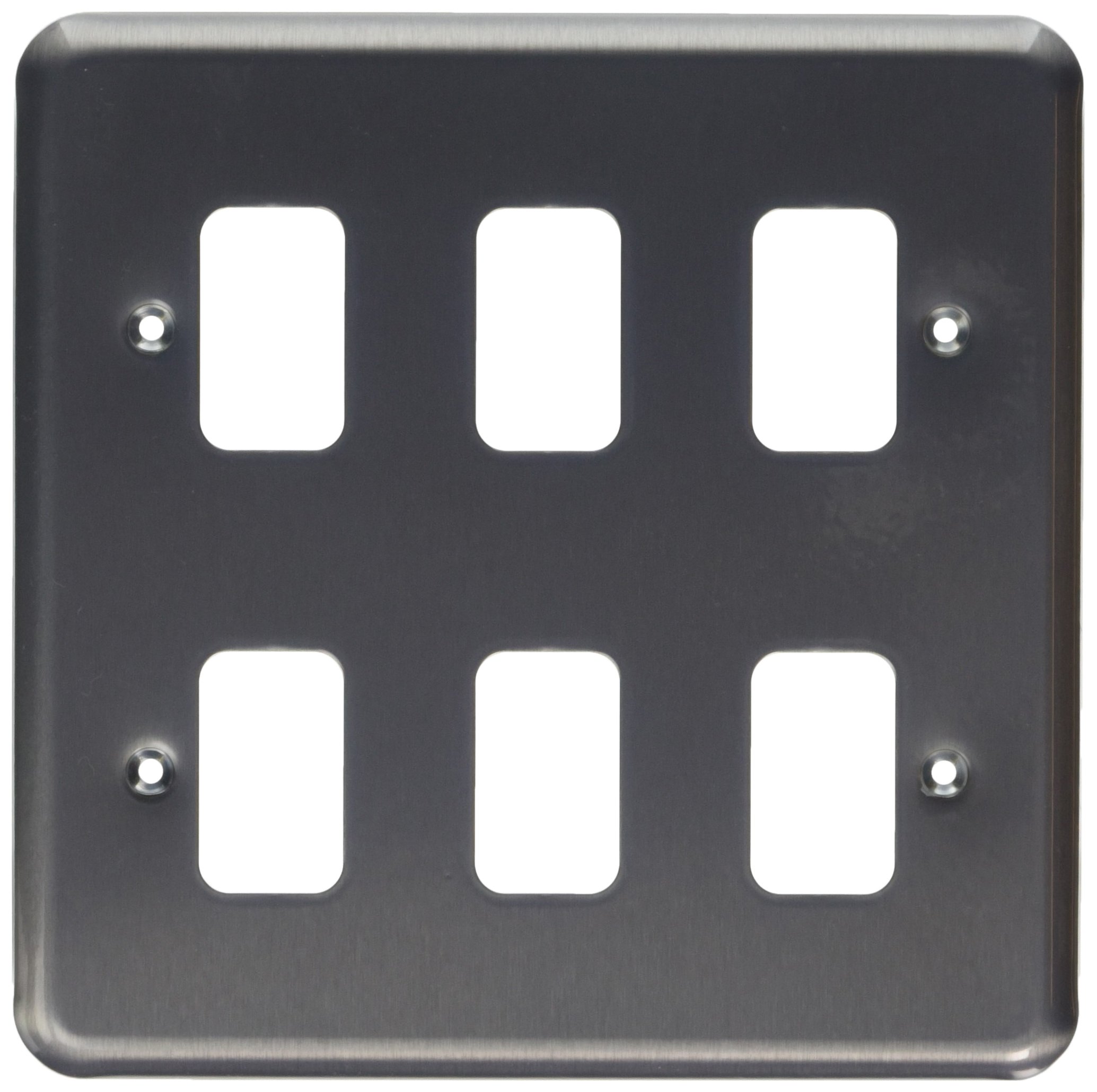 MK Grid Plus K3436BRC 6-Module Grid Frontplate - Brushed Chrome