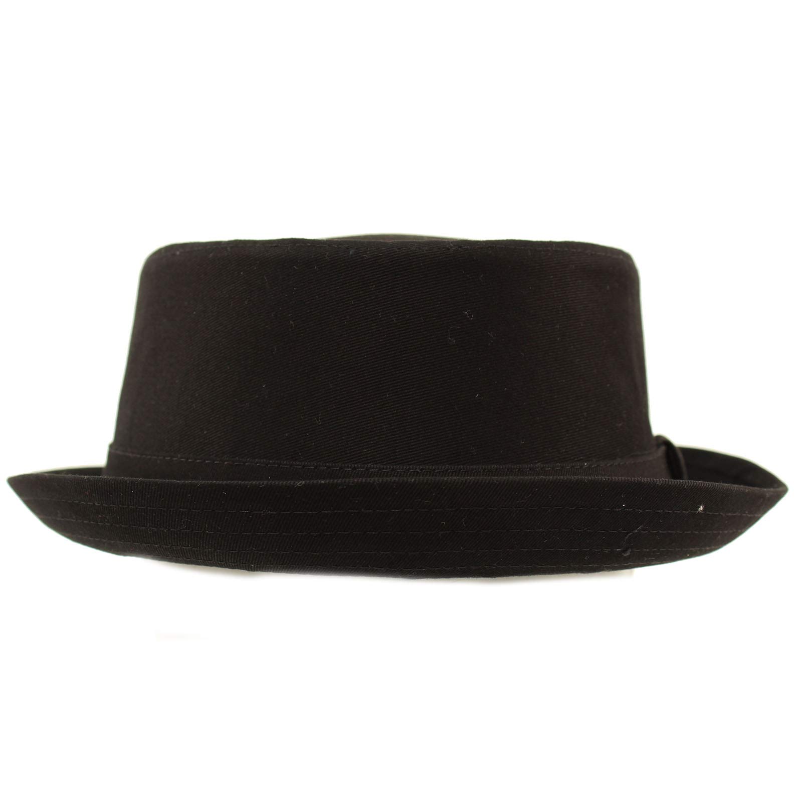 Men's Everyday Cotton All Season Porkpie Boater Derby Fedora Sun Hat L/XL Black