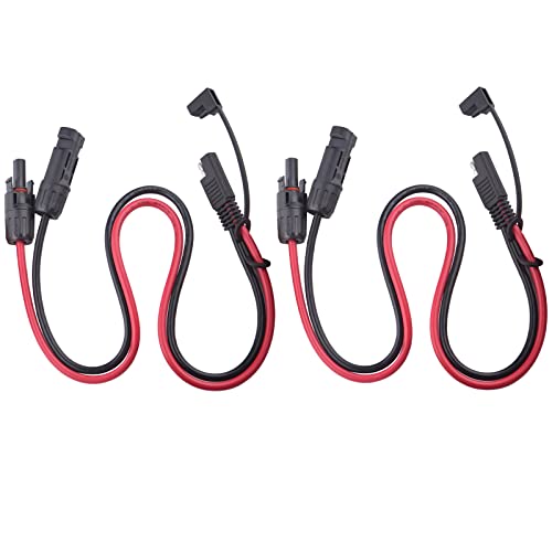 Tsinghwang 2 Set 10AWG Solar Panel to SAE Adapters Solar Extension Cable 50Amps Connectors for RV Solar Panel Battery DC Power Battery Charger 55cm/22in