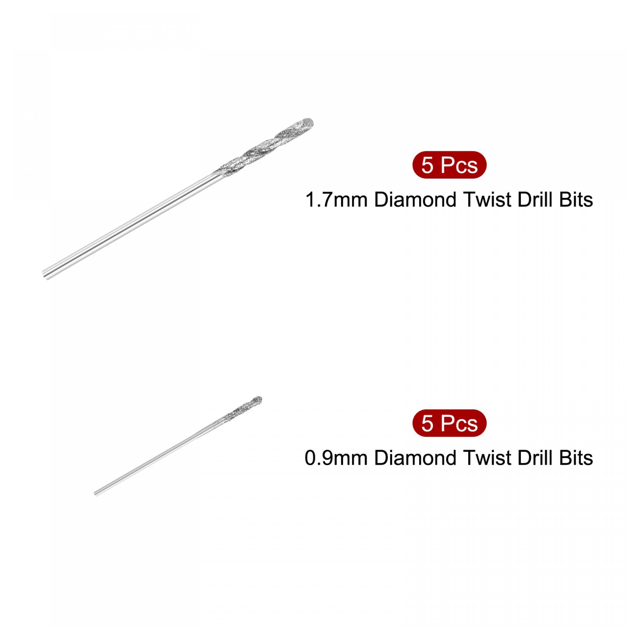 uxcell 10 Pcs 0.9mm 1.7mm Diamond Twist Drill Bits High Speed Steel for Glass Sea Shells Stone Tiles