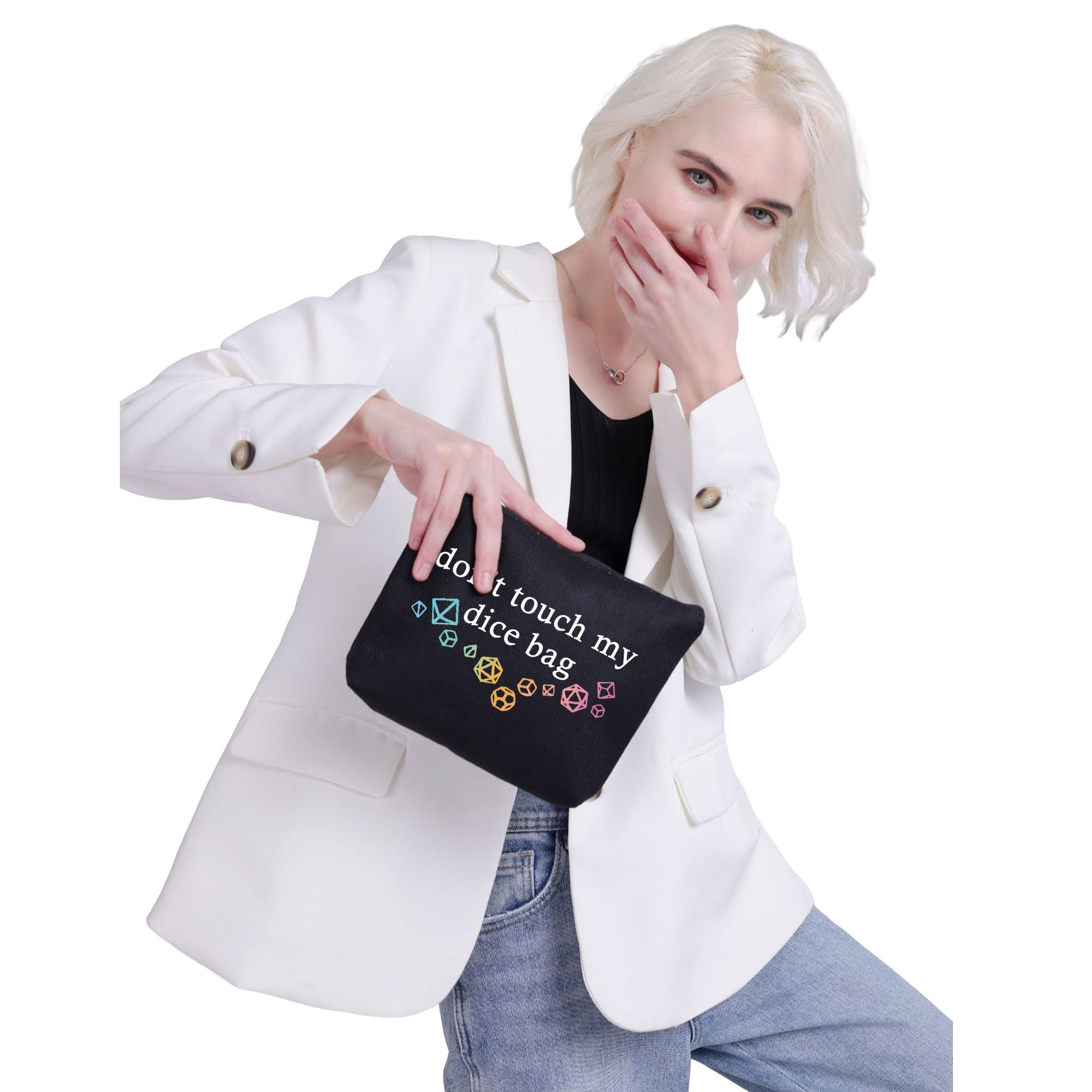 VAMSII Dice Zipped Storage Pouch Don't Touch My Dice Bag Funny Gamer Gift Token Bag (Dice Bag)