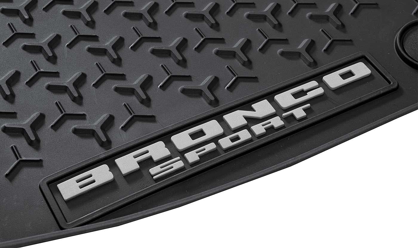 OEM Front ,Rear, & Cargo 5pc Black Rubber Floor Mat Liners for 2021-2022 Bronco Sport w/ Full Size Spare Tire