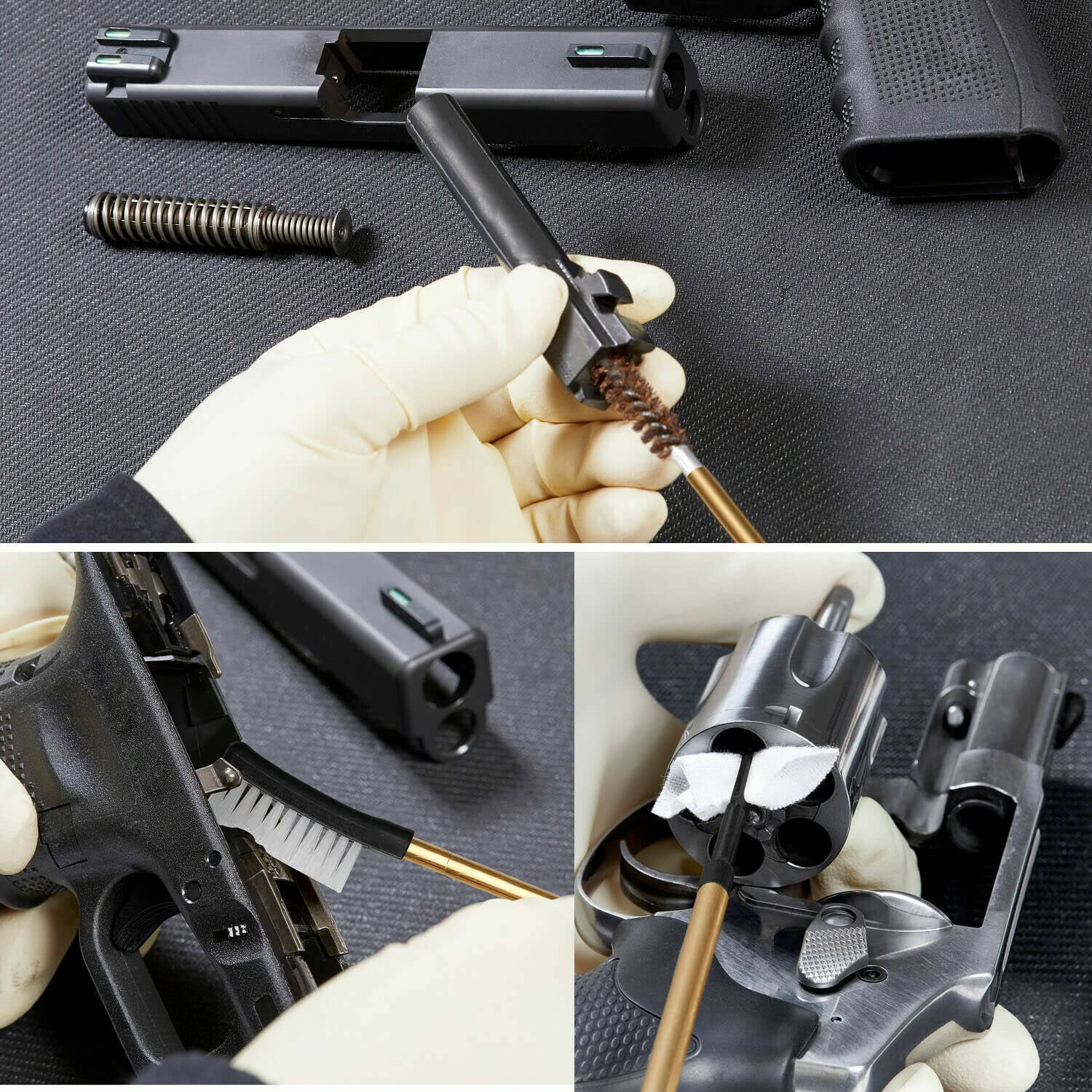 WINCENTPRO Gun Cleaning Kit, Universal Handgun Cleaning Kit for .22 .357/.38/9mm .40 .45 Caliber Pistol Cleaning Kit for All Guns with Carrying Case Portable Bronze Bore Brush