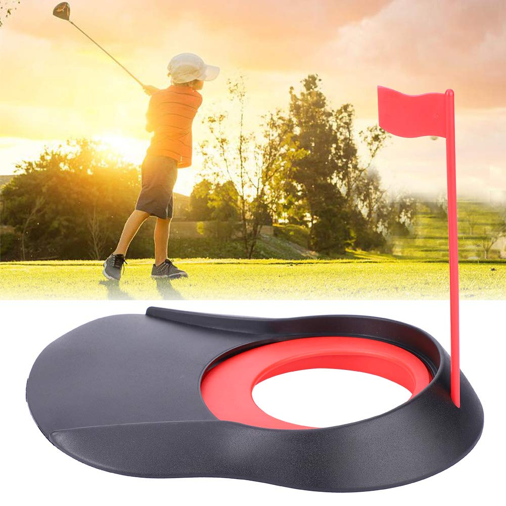 Mootea Putter Trainer, Putting Cup Hole Putter Plastic Practice Trainer Aid Flag Regulation-Sized 1Set for Golf Indoor Outdoor(B-Red)