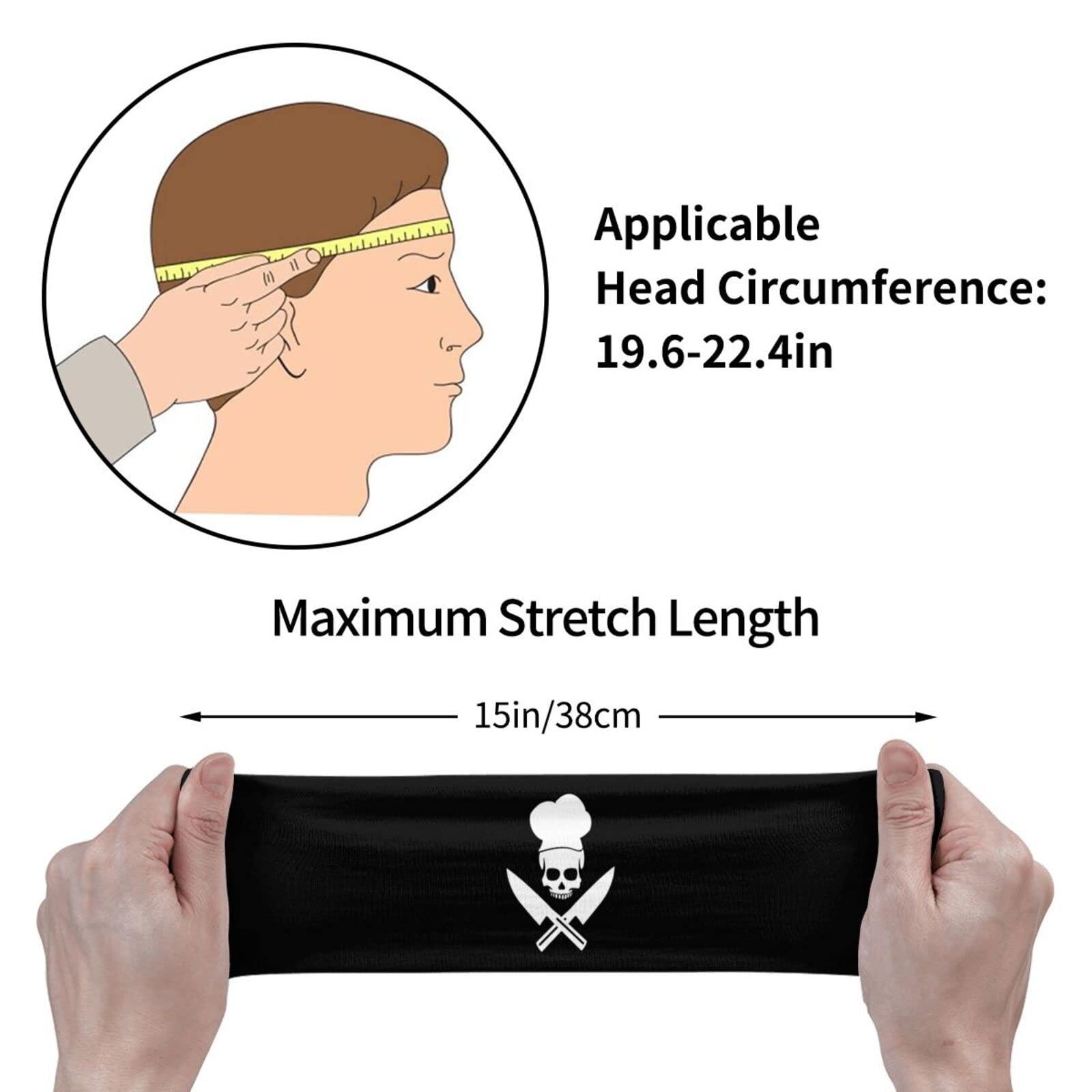 Skull-Chef Cooking Skull Running Headband for Men Outdoor Sports Workout Sweatband